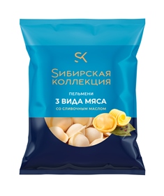 Пельмени 3 вида мяса со сливочным маслом 700гр 1/12шт Сибирская ...