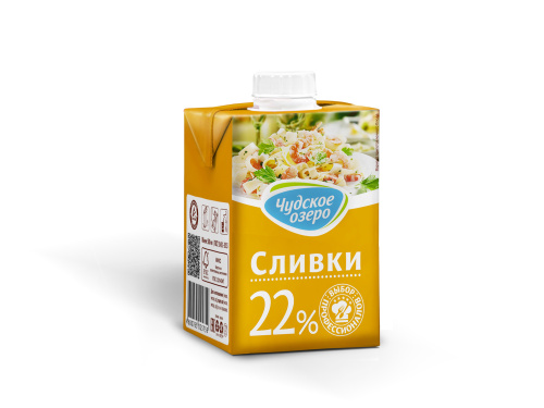 Сливки ТБА 22% ультрапастеризованные 500гр 1/12шт Чудское озеро ...